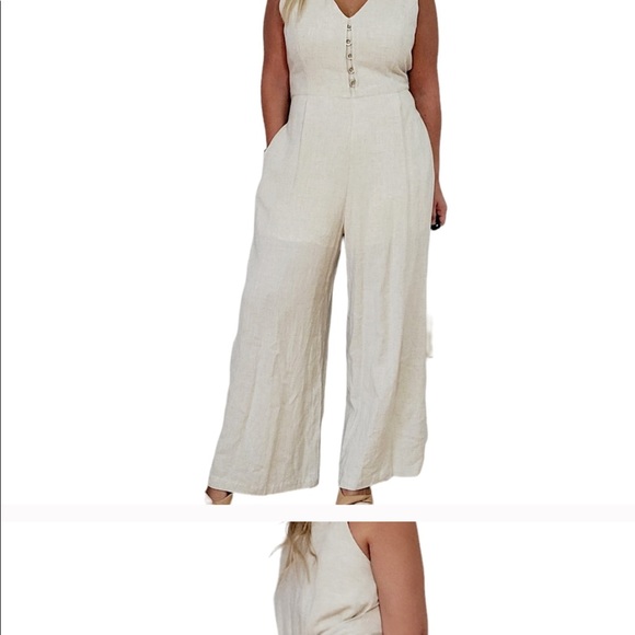 Mystree | Pants & Jumpsuits | Nwt Mystree Pantsuit Linencotton Blend ...